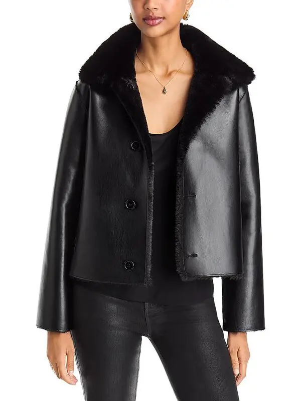 Generation Love Delphine Reversible Faux Fur Coat - Black