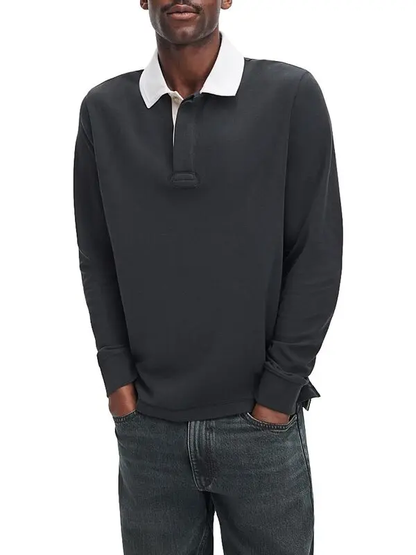 Rag & Bone Classic Cotton Solid Pique Polo Shirt - Black