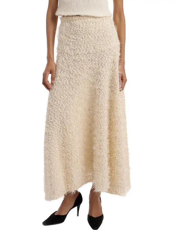 LIBEROWE Ingrid Chenille Tweed Midi Skirt - Ivory