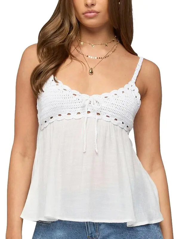 EDIKTED Zephyr Crochet Babydoll Top - White