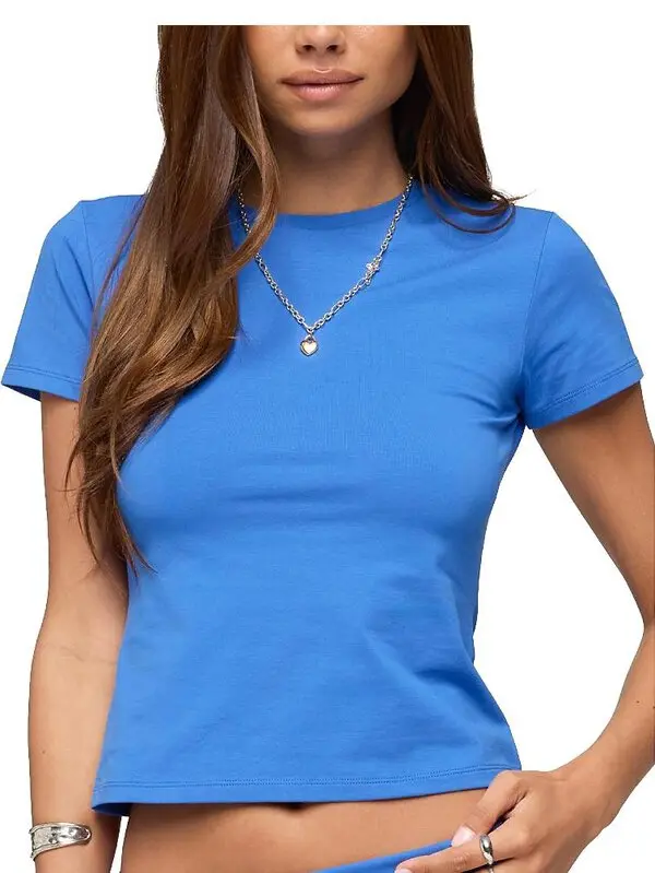 EDIKTED Marleaux Fitted T-shirt - Blue