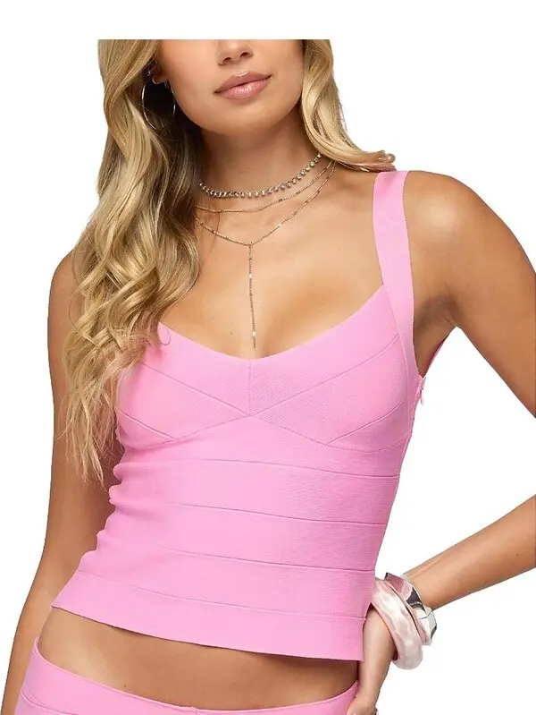 EDIKTED Ianthe Knit Bandage Top - Pink