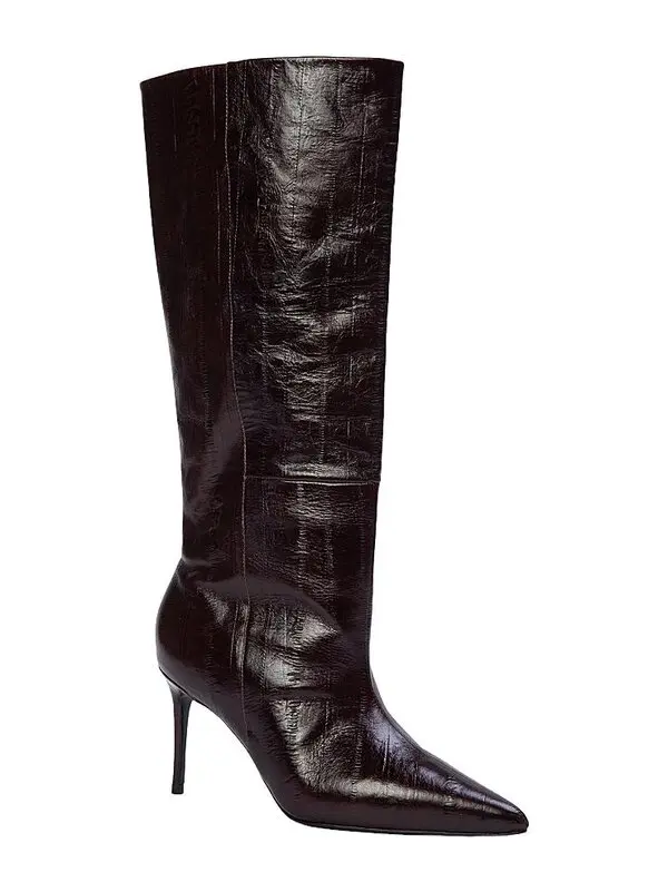 BLACK SUEDE STUDIO Kath 80 Pointed Toe Knee High Boots - Brown Eel