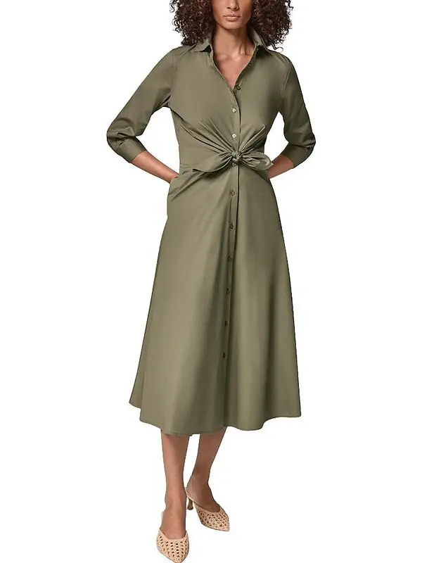 DONNA KARAN WEEKEND Cotton Stretch Shirtdress - Sage