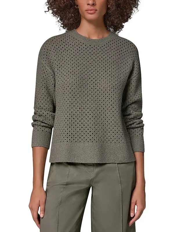 DONNA KARAN WEEKEND Open Work Knit Sweater - Sage