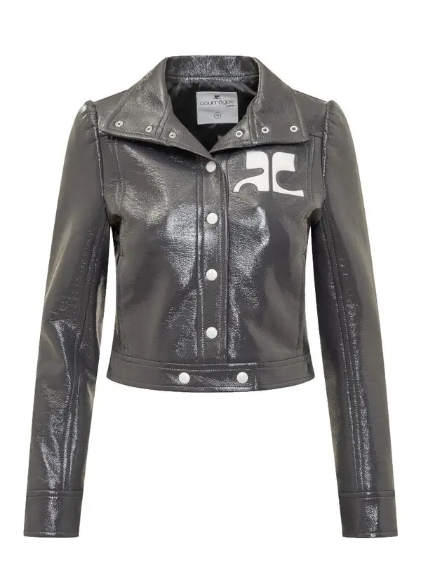 COURREGES Courrèges Vinyl Collared Button-up Jacket - Black