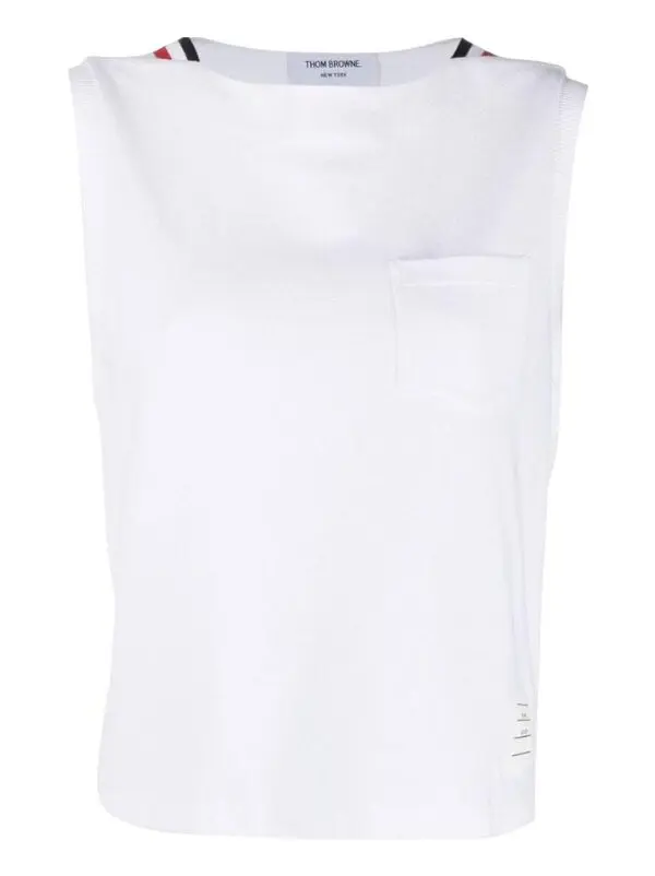 Thom Browne Striped Detail Tank Top - White