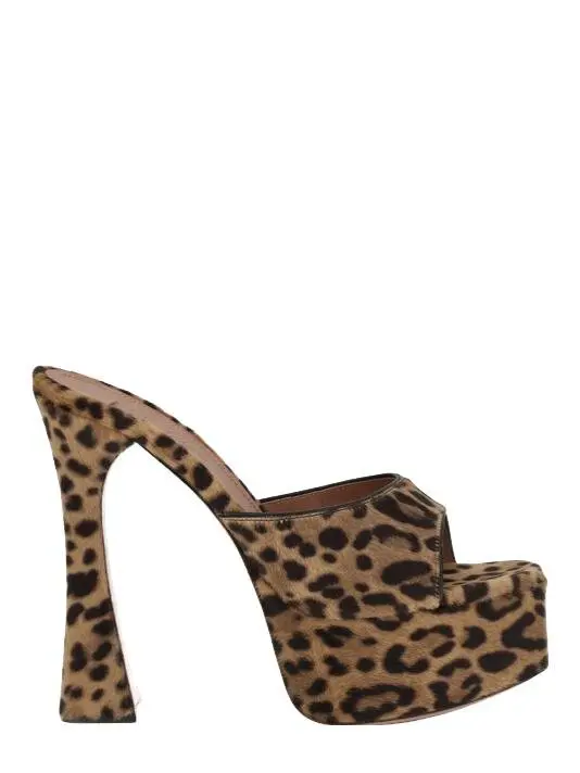 Amina Muaddi Print Calf-hair Platform Sandals - Leopard