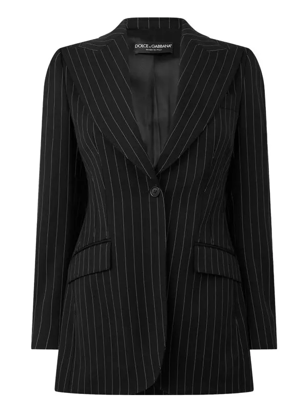 Dolce & Gabbana Single-button Pinstripe Blazer - Black