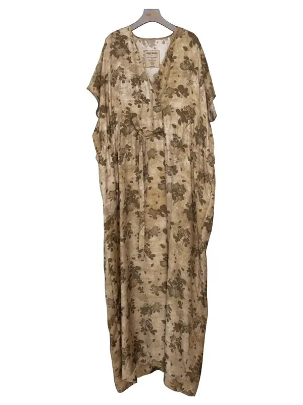 UMA WANG V-neck Maxi Kaftan Dress - Brown