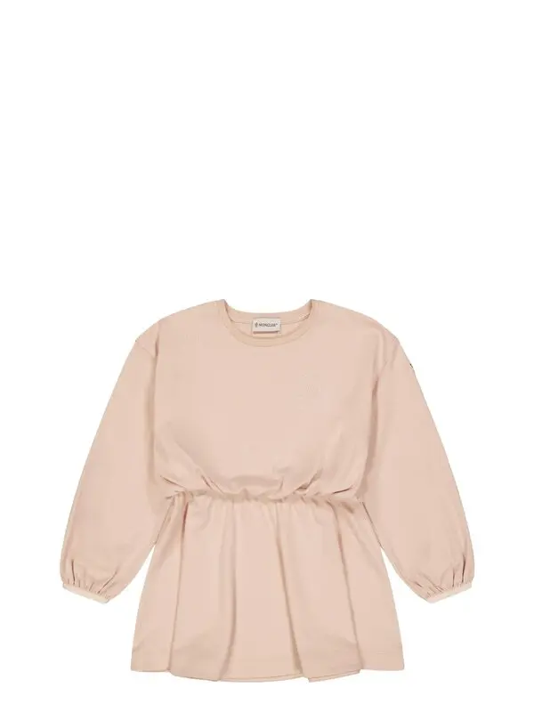Moncler Crewneck Long Sleeve Dress With Gathered Waist And Balloon Sleeves - No