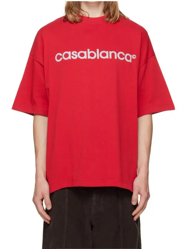 Casablanca Logo Printed Crewneck T-shirt - Red