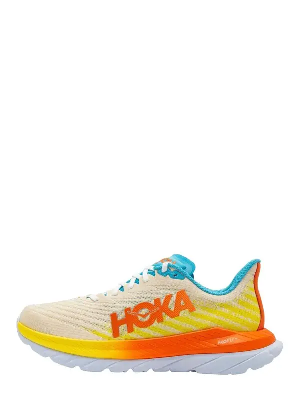 Hoka One One Mach 5 Running Sneakers - Cream/yellow/blue
