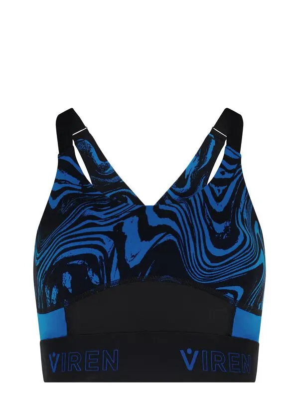 VIREN Prowess Print Block Bra Swirl - Blue
