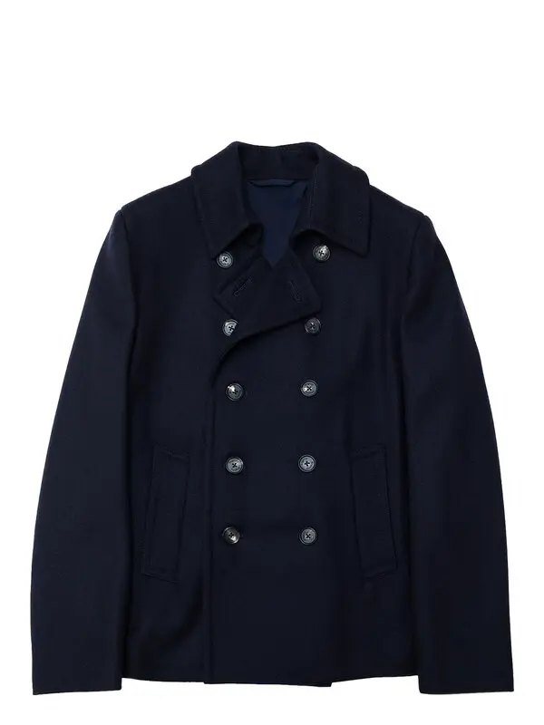 HEGARTY LONDON Navy Wool Melton Pea Coat - Blue