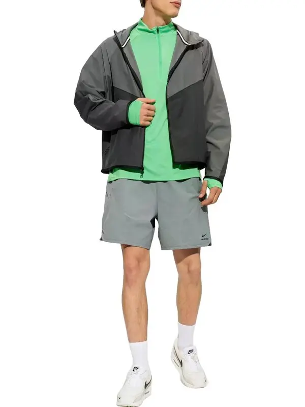 Nike Logo Print Zip-neck Sweater - Green