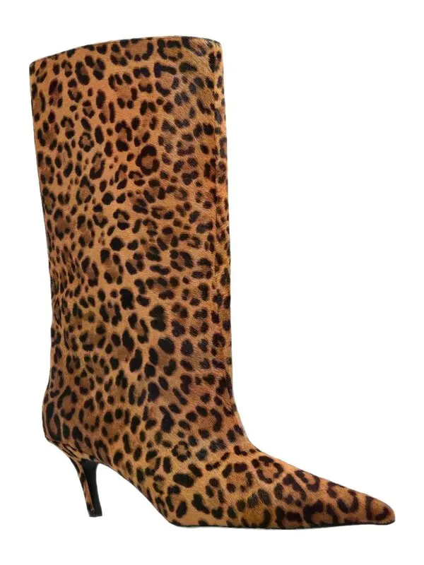 Amina Muaddi Fiona Leopard-print Knee-high Boots - Brown