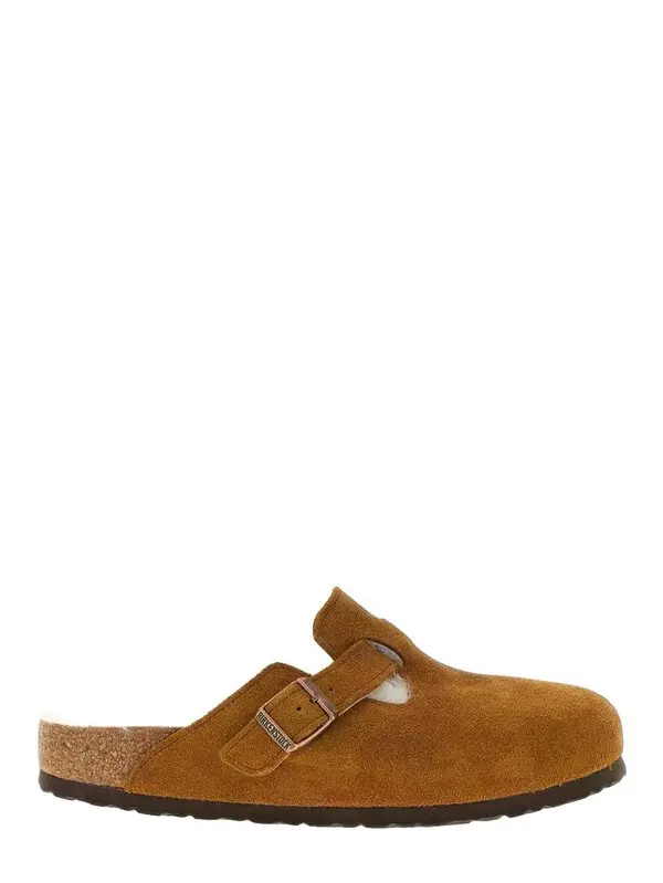 BIRKENSTOCK Shearling-lined Suede Clogs - Brown