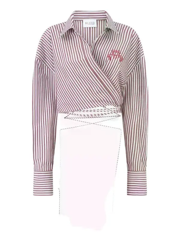 Attico Striped Wrap-effect Blouse - Red