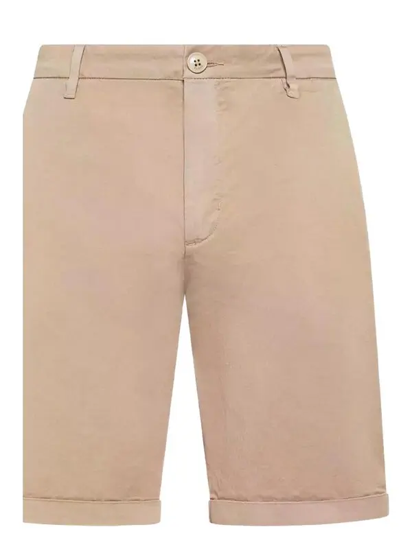 SUN 68 Logo-embroidered Turn-up Shorts - Neutrals
