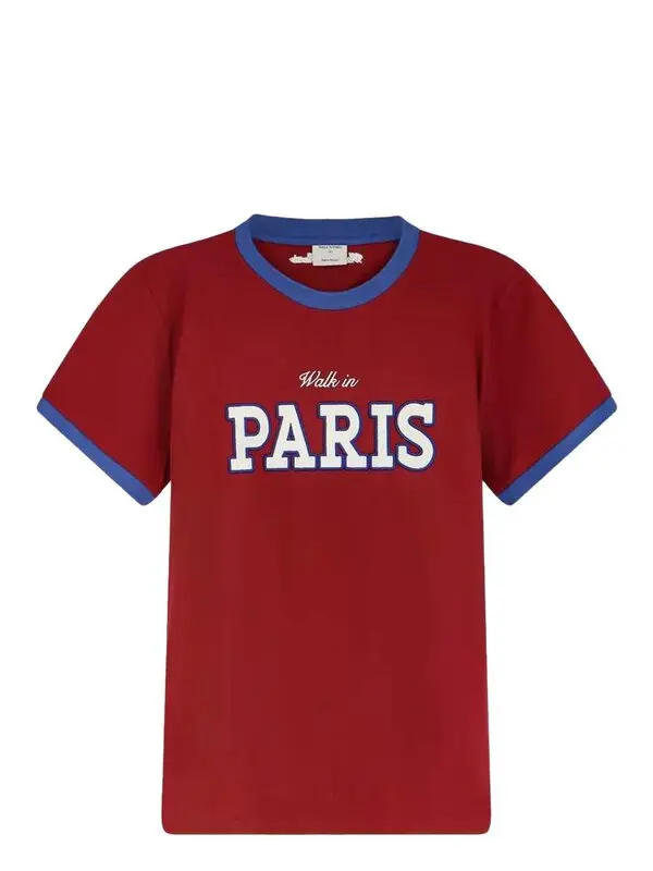 WALK IN PARIS Logo-patch Ringer T-shirt - Red
