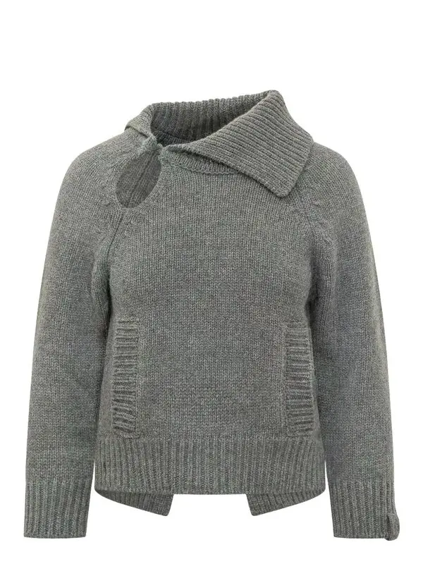 Victoria Beckham Asymmetric Collar Knit Sweater - Grey