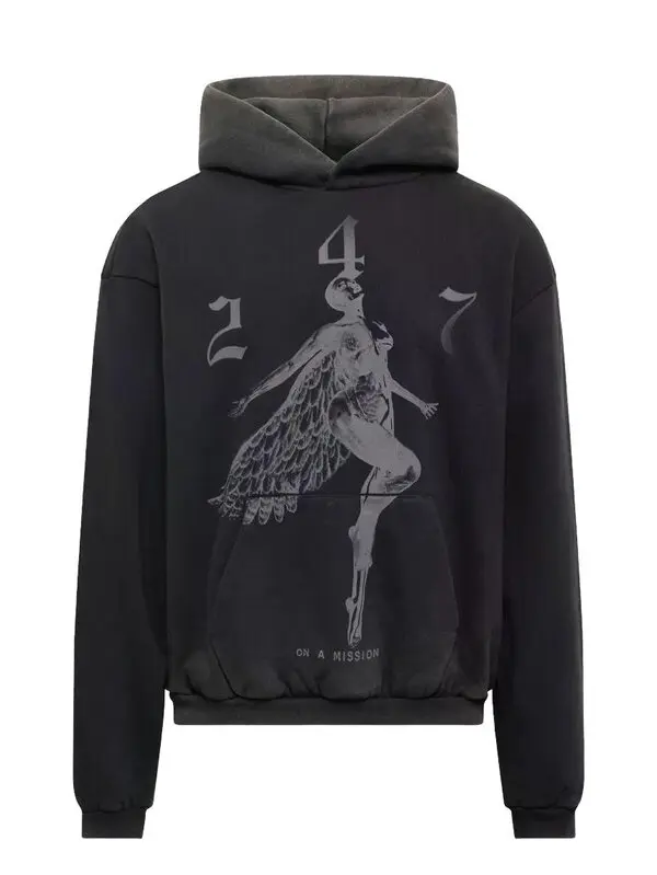 REPRESENT 247 Fallen Angel Graphic-print Hoodie - Black