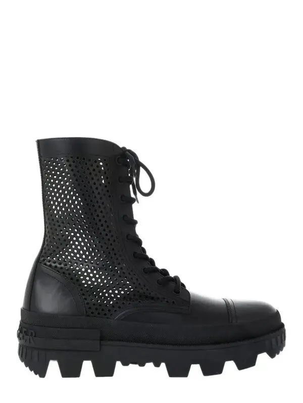 Moncler Carinne Laser-cut Combat Boots - Black