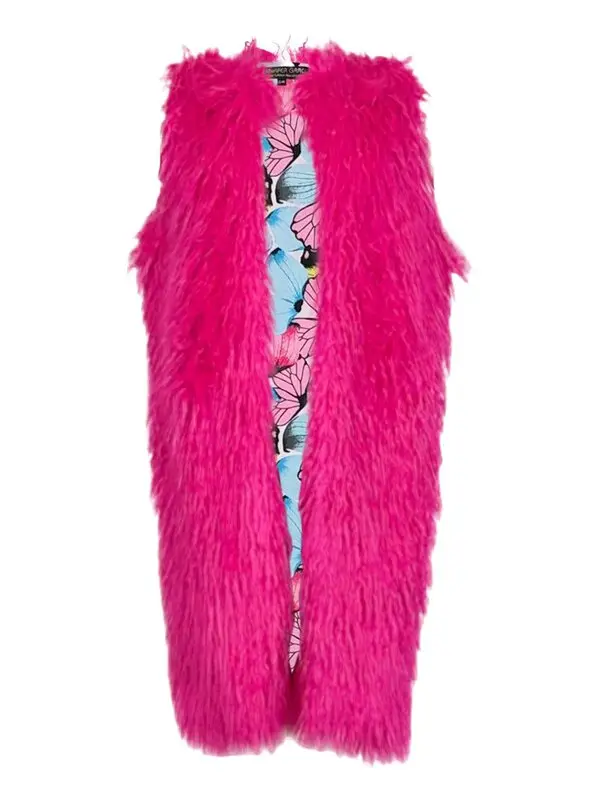 JENNAFER GRACE Genghis Faux Fur Vest - Pink