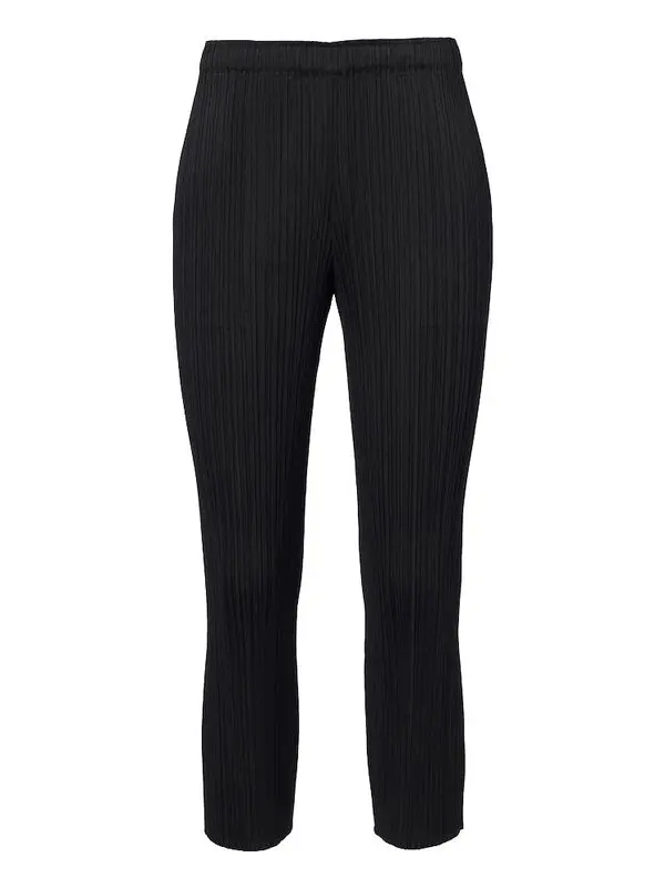 Issey Miyake Cropped Pleated Slim Pants - Black