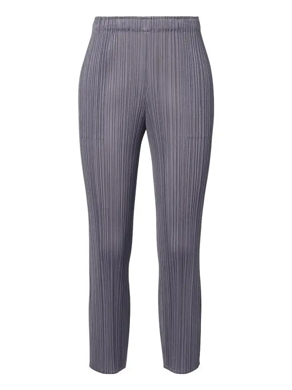 Issey Miyake Cropped Pleated Slim Pants - Grey