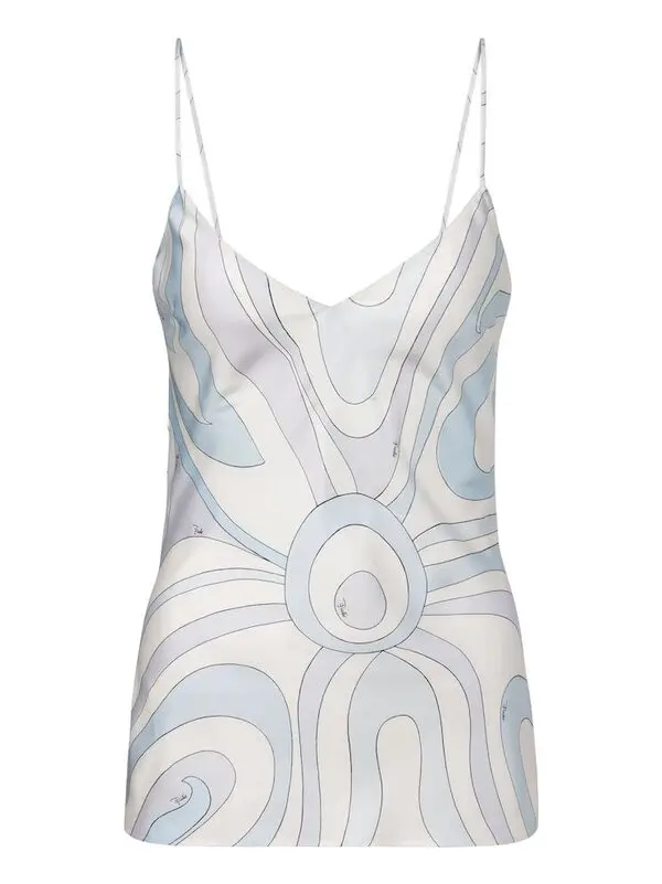 Emilio Pucci Iride Silk Twill Top - Blue