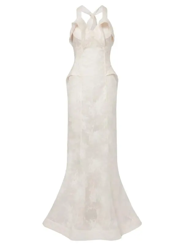 Alexander McQueen Sheer Lace Gown - White