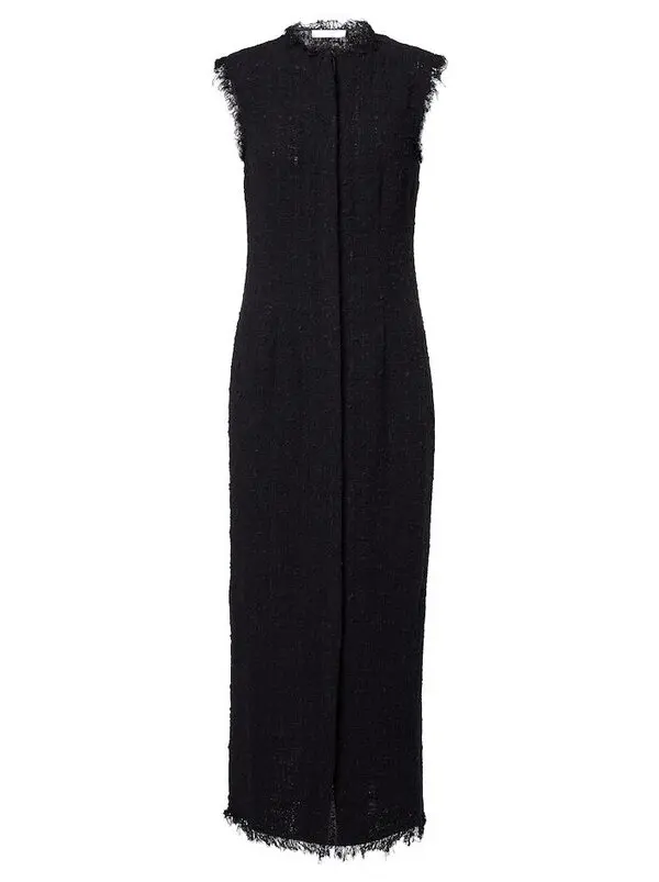 THE ROW Lana Cotton-blend Tweed Midi Dress In Navy - Black