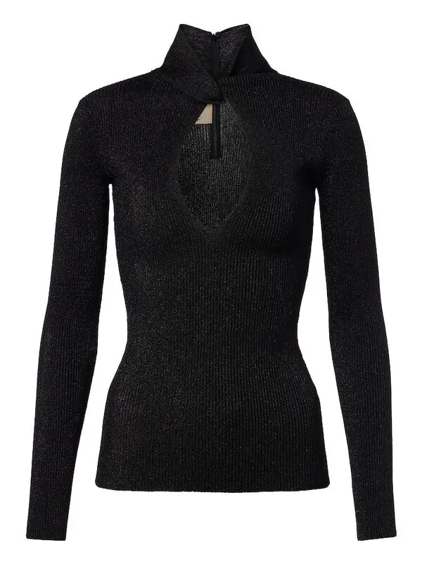 Valentino Garavani Cut-out Lamé Sweater - Black