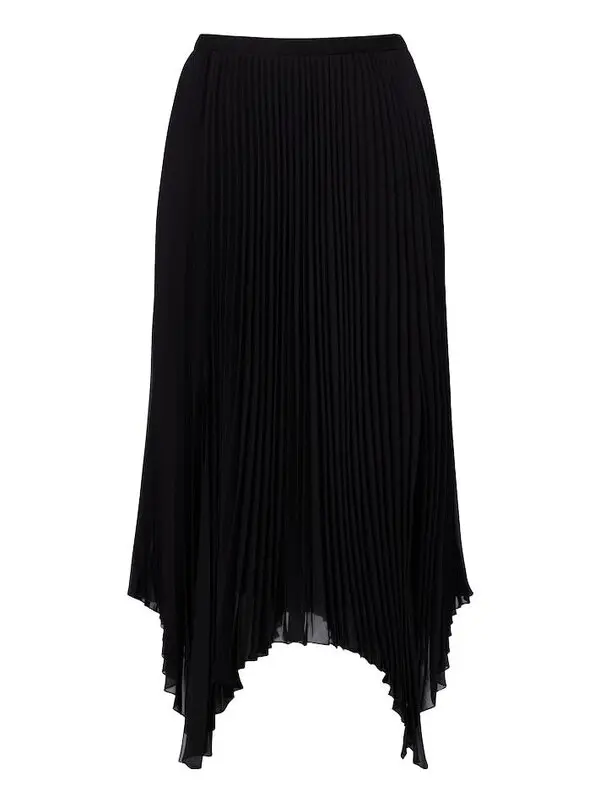 Valentino Garavani Asymmetric Plissé Georgette Midi Skirt - Black