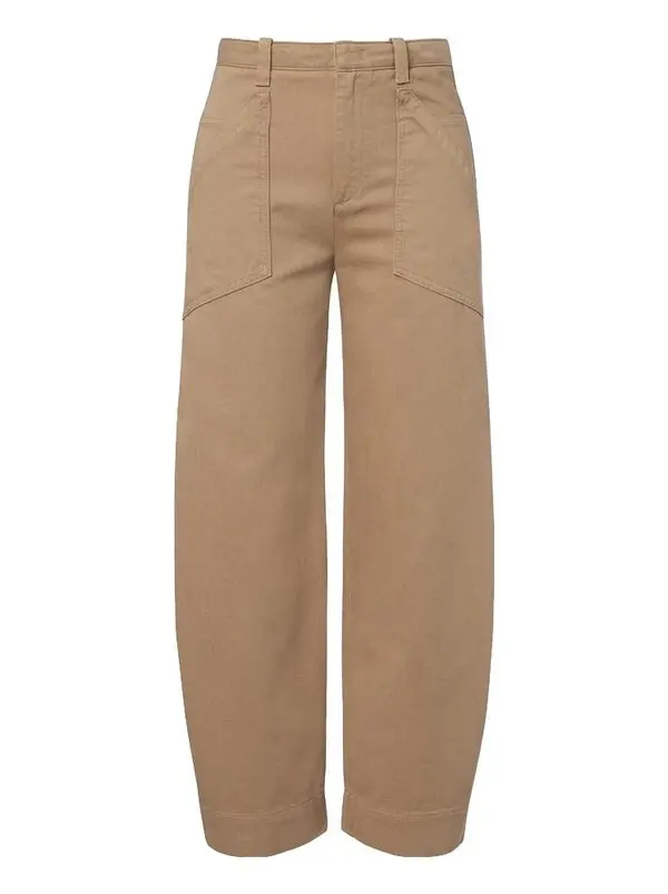 Vince Cropped Cotton Twill Barrel-leg Pants - Beige