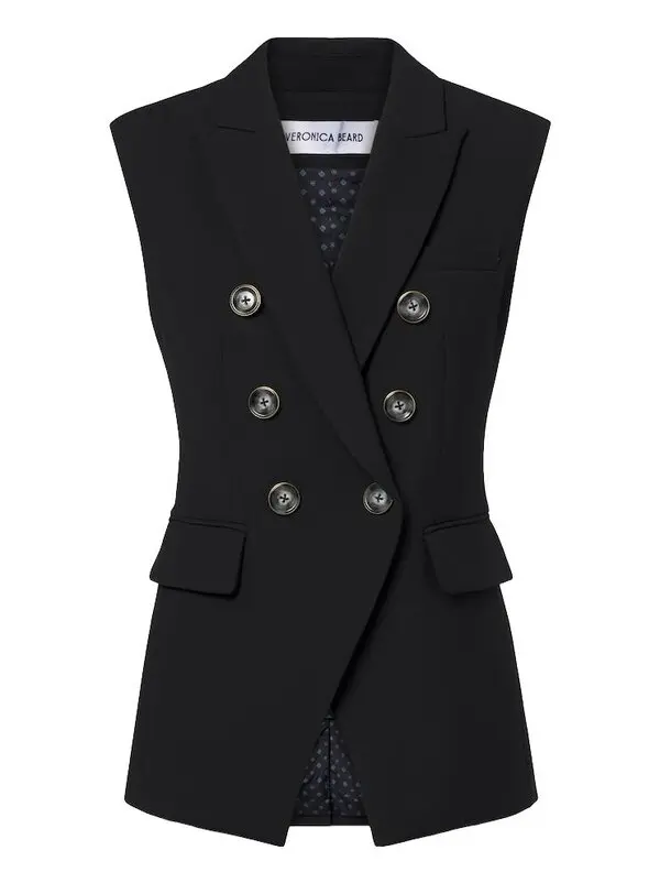Veronica Beard Miller Double-breasted Vest - Black