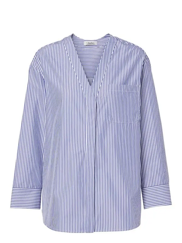 Max Mara Chicca Striped Cotton Poplin Shirt - White