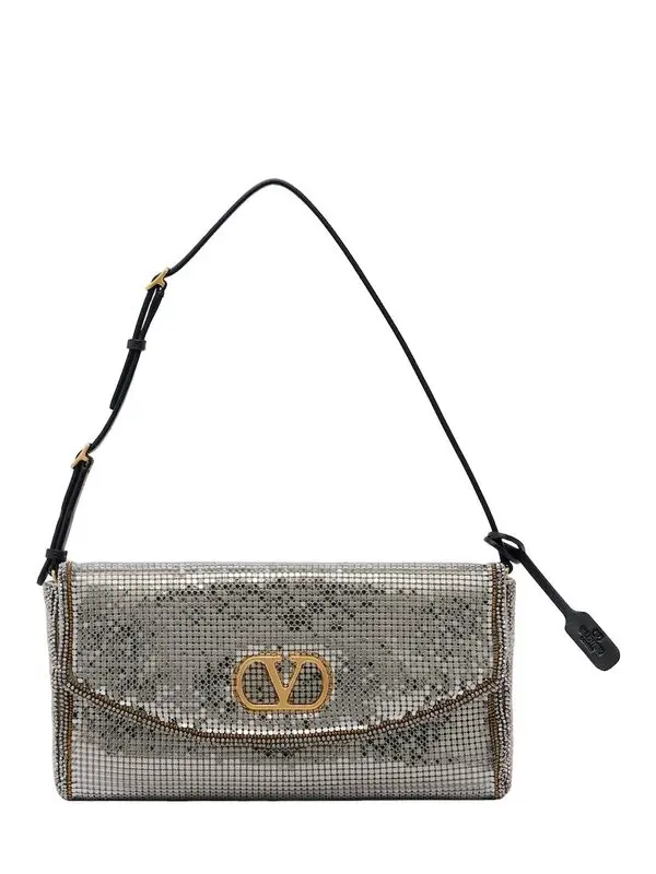 Valentino Garavani Devain Small Chainmail Shoulder Bag - Silver