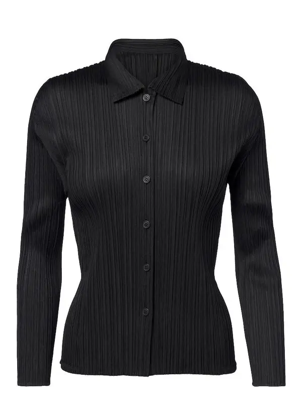 Issey Miyake Gray Pleated Shirt - Black
