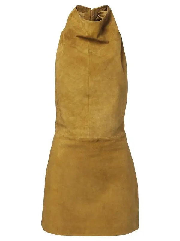 Retrofete Zoriel Draped Suede Minidress - Yellow