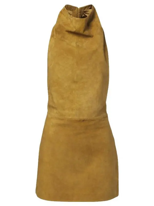 Retrofete Zoriel Draped Suede Minidress - Yellow