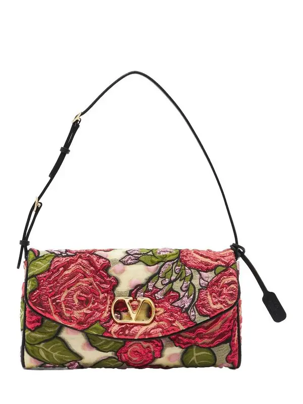 Valentino Garavani Small Floral Jacquard Shoulder Bag - Red