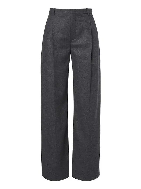 Vince Camille Wool-blend Flannel Wide-leg Pants - Grey