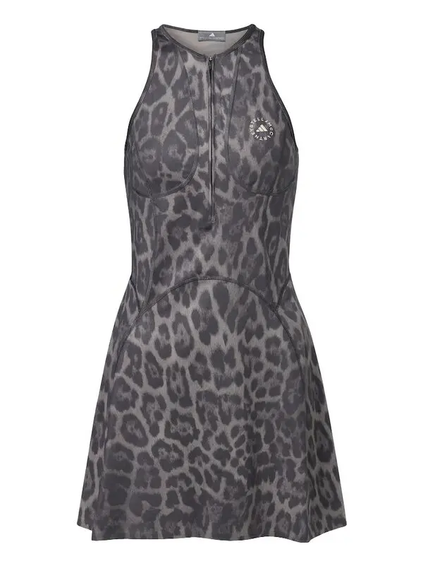 Adidas By Stella McCartney Truepurpose Leopard-print Minidress - Grey