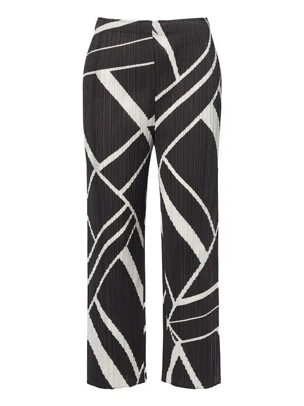 Issey Miyake Pleated Wide-leg Printed Pants - Grey