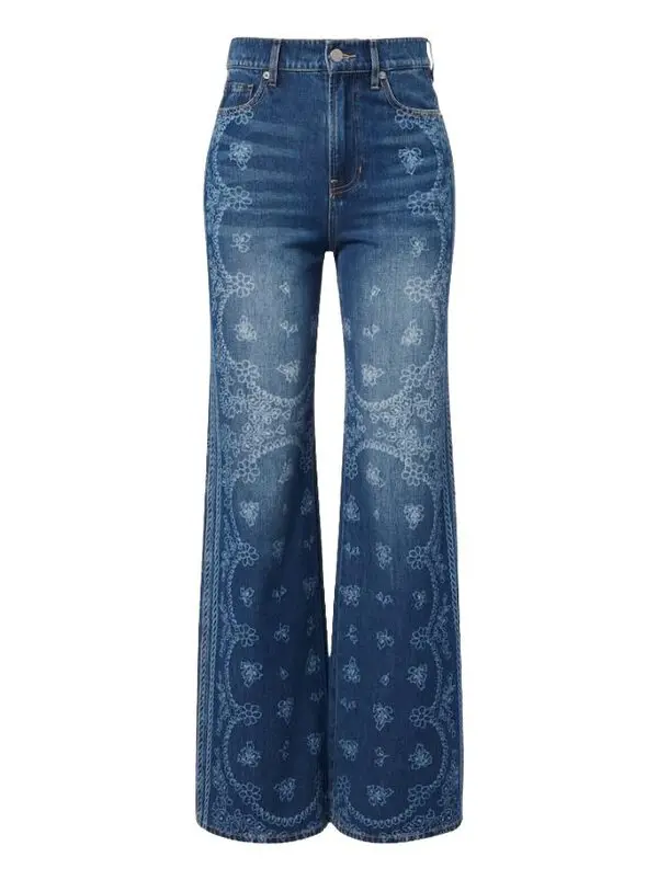 Veronica Beard Printed Wide-leg Jeans - Blue