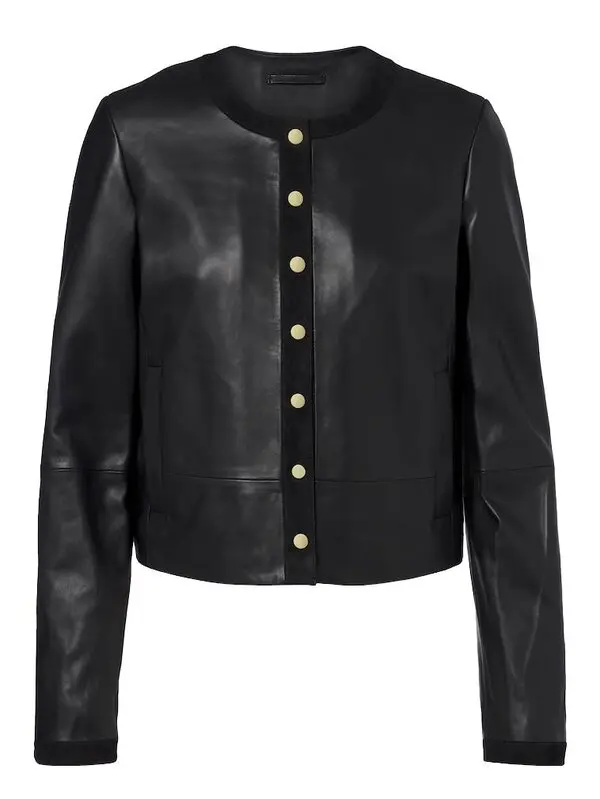 Vince Suede-trimmed Leather Jacket - Black