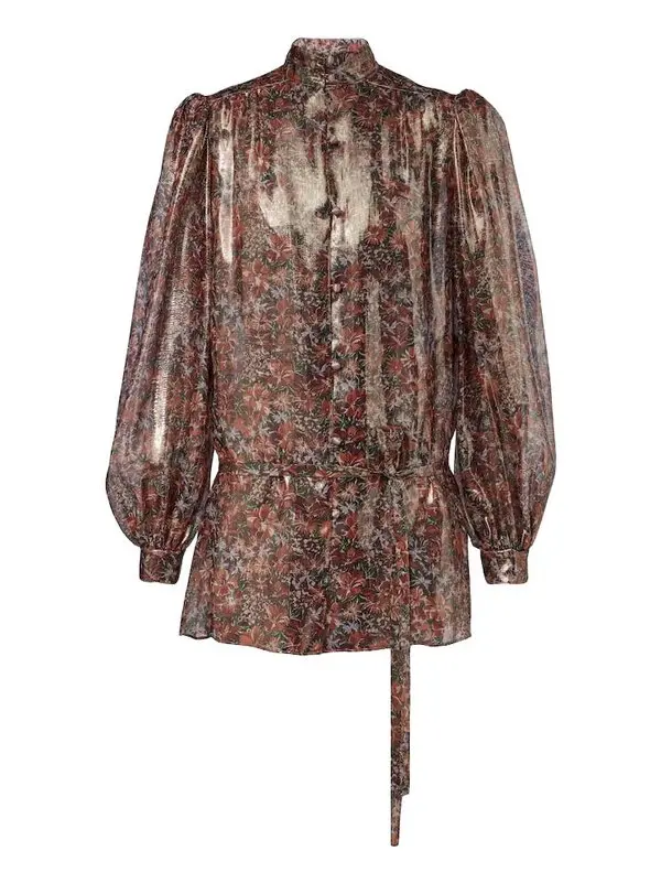 Valentino Garavani Floral Silk-blend Lamé Blouse - Multicoloured
